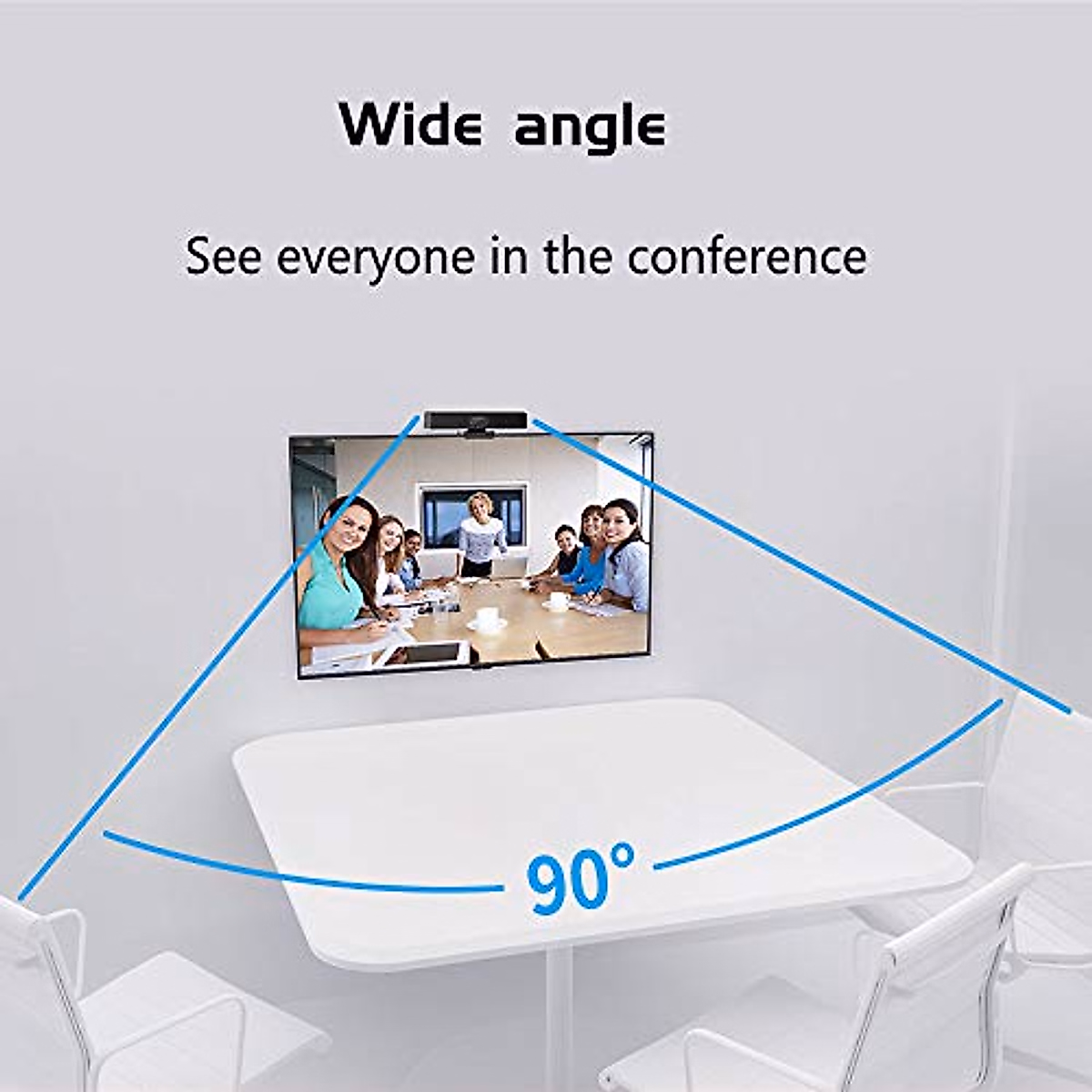 Conference Room Camera with Microphone and Speaker, Wide Angle USB Video Conference Camera for Mac, PC, Laptop, Desktop (Black with Inverted Phase)