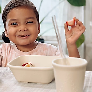 BraveJusticeKidsCo. | SiliSteel™ Drinking Cups | Kids and Toddler Silicone + Steel Dinnerware Cups | Unbreakable Dinnerware | Reusable Dishwasher Safe Water Glasses (2 Pack) (Cream)