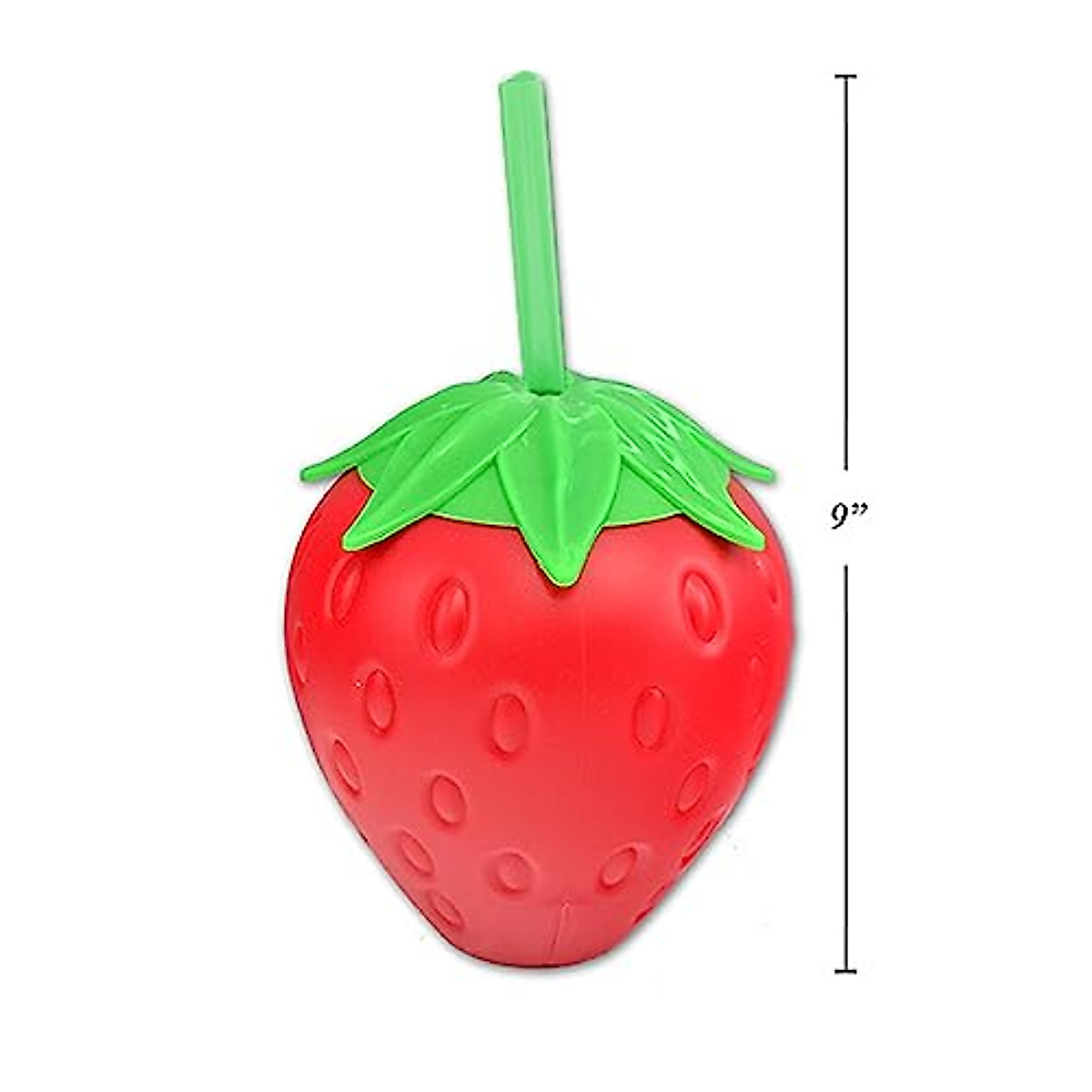 Plastic Cup with Lid and Straw, 20oz Cups, Strawberry Fruit Shape, Travel Tumblers, Large Drinking Cups, Birthday Party Favor, Water Bottles for Kids - 2 Piece Set - BPA Free