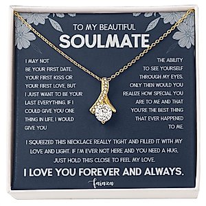 Beautiful Soulmate Necklace To My Beautiful Wife Necklace My Future Wife Gift Soulmate Jewelry Alluring Beauty Necklace (18k Yellow Gold Finish (Luxury Box))