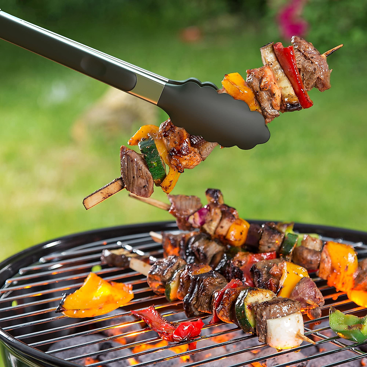 Tribal Cooking Kitchen Tongs with Silicone Tips - Stainless Steel tongs for cooking - 9" and 12" T