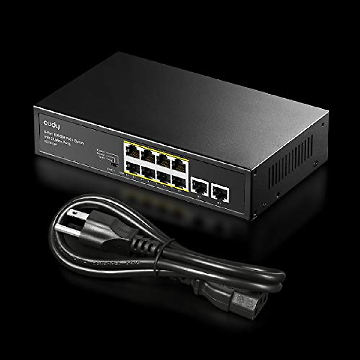 Cudy 8 Port PoE+ Switch with 2 Uplink Ports 120W, 8 10/100Mbps PoE+@120W, Extend/VLAN Mode, 802.3af, 802.3at Standard, Fanless, Watchdog, Plug and Play FS1010P