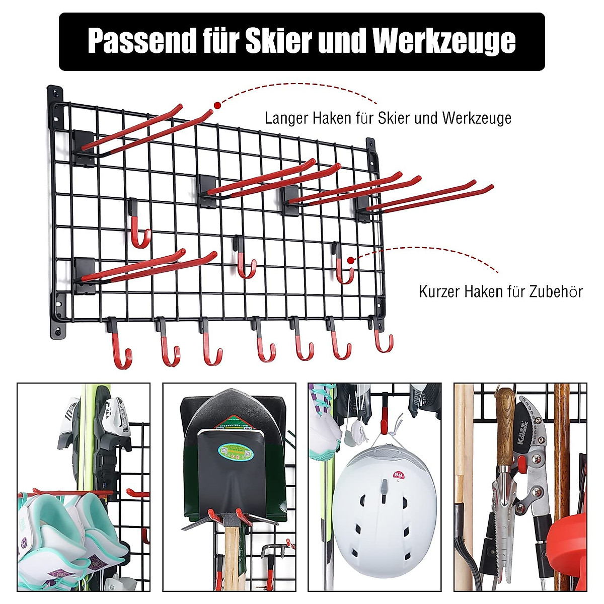 Mythinglogic Garden Tool Organizer for Garage-Yard Tool Racks with Wheels,Garage Organizers and Storage Hold Garden Tools, Shovels, Rakes, Brooms,Yard Tool Holder for Garage/Shed