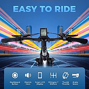 SAMEBIKE 750W Electric Bikes for Adults Up to 65 Miles EBike 4.0" Fat Tire Electric Bike 27 Mph Moped Electric Mountain Bike with 48V 13Ah Battery, Shimano 7 Speed, USB Display