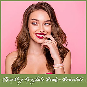 Junkin 60 Pcs Bohemian Multi Layer Crystal Beaded Stacking Statement Bracelets for Women Stretchy Strand Crystal Bead Bracelets Versatile Slip on Stackable Shiny Bead Bracelets Pack