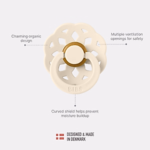 BIBS Pacifiers - Boheme Collection | BPA-Free Baby Pacifier | Made in Denmark | Set of 2 Woodchuck/Blush Color Premium Soothers | Size 6-18 Months