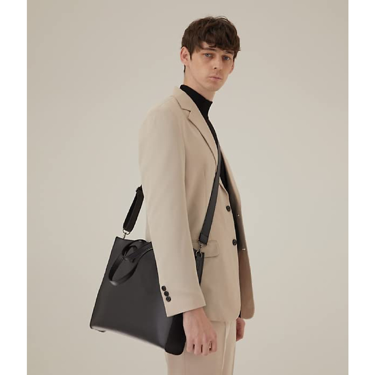 HYOJI Messenger Bag for Men –Vegan Leather Laptop Horizontal Bag for Women Fits 16In Laptop – Crossbody Bag Men Shoulder Bag with Shoulder Strap