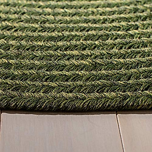 SAFAVIEH Braided Collection 2'6" x 4' Green BRD315A Handmade Country Cottage Reversible Accent Rug