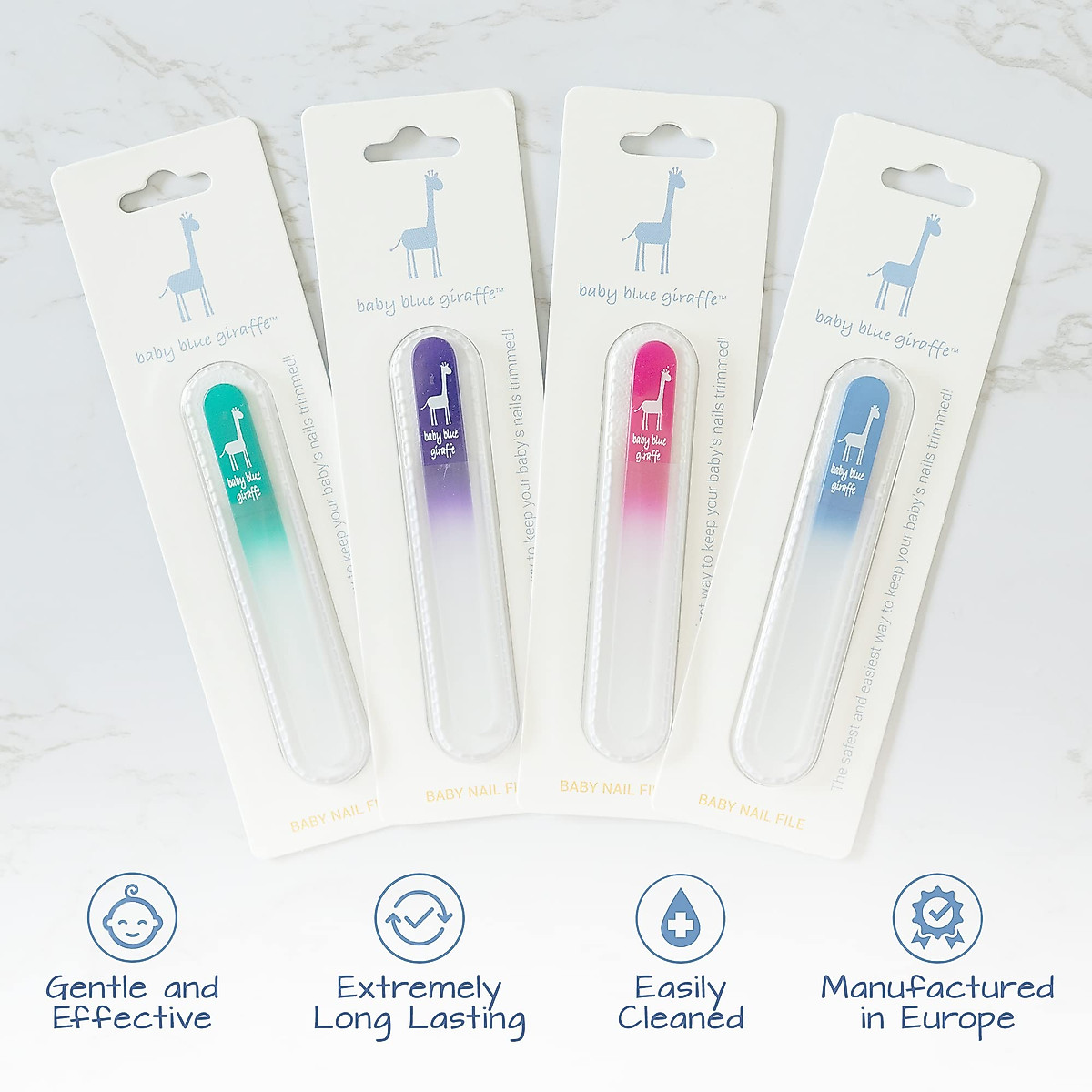Baby Nail File, Safe Alternative for Nail Clippers, Must-Have Baby Essentials, Ideal Gift for Any Occasion Including Baby Shower, Blue - Baby Blue Giraffe