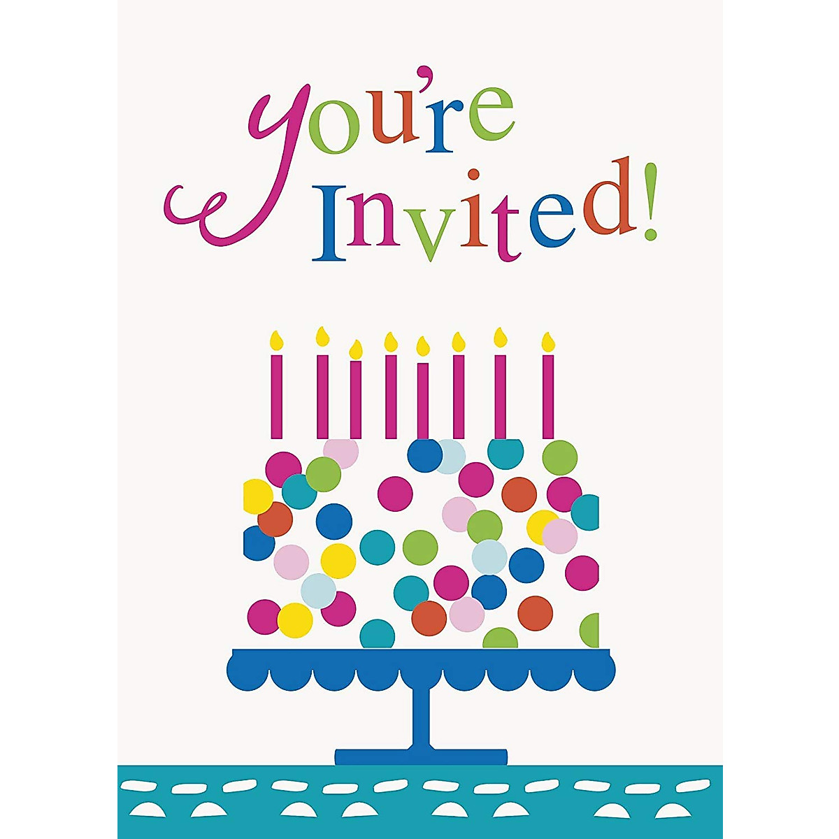 Unique Confetti Cake Birthday Party Invitations, 5.5" x 4", Multicolor