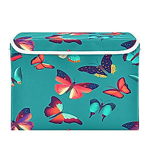 GAIGEO Colorful Butterfly 1 Storage Bins, Storage and Organization, Cube Storage with Lid for Cloth Toys Organizer Storage