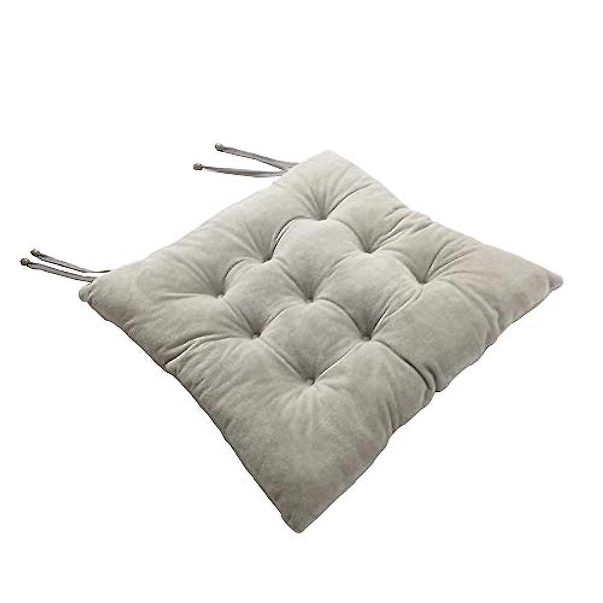 RULLENY Set of 6 Chair Pads and Seat Cushions with Ties Non Slip Comfortable and Soft for Indoor, Dining Living Room, Kitchen, Office Chair, Den, Travel, Washable (Light Grey, 6)