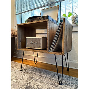 Table For Record Player Stand Cabinet MCM Mid Century Modern with Hairpin Legs