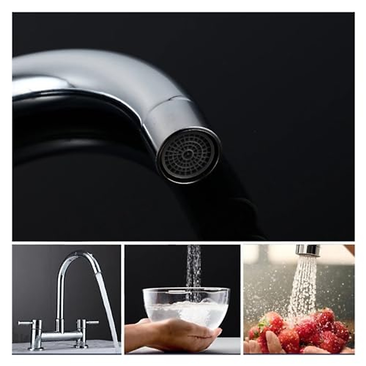 Chrome Kitchen Faucet Bath Hot and Cold Water Mixer Crane Deck Mounted Vessel Sink Mixer Tap Swivel Dual Handle Basin Tap,Basin Faucet