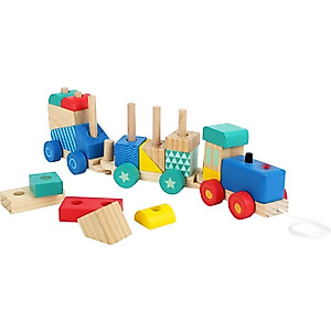 Small Foot Wooden Toys Wooden Train Pull Along and 33 piece Sorting Game designed for children 12+ months