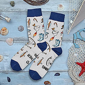Fishing Gifts for Men, Funny Fish Dress Socks, Novelty Birthday Fathers Day Gift