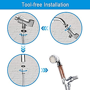 Vacto LED Handheld Shower Head Set with Filtration, Automatic 7-color Changing Shower Head Kit, High Pressure Handheld Shower Head with Hose and Bracket, Water Saving Showerheads with Filtration Beads