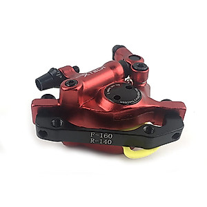 catazer MTB Road HB-100 MTB Road Line Pulling Hydraulic Disc Brake Calipers Front & Rear Mountain Bike Disc Brake E-Bike Disc Brake (1 Pcs Red Front)