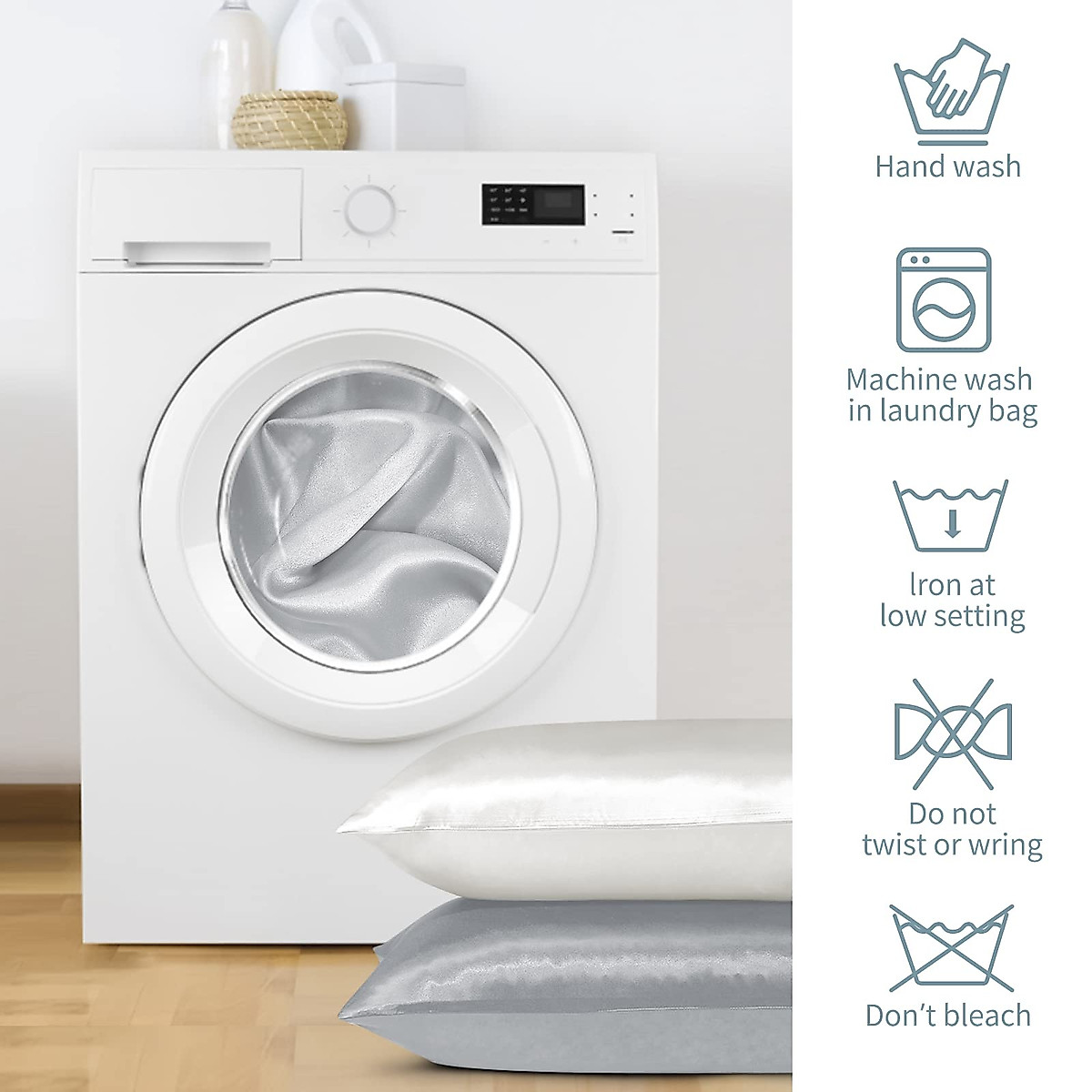 Silk Satin Body Pillow Pillowcase, Silky 20''x54'' Body Long Pillow case for Pregnant Women and Family, Hidden Zipper Closure, Silvergrey, 1 Pack