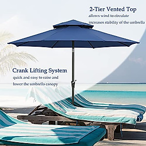 Sunoutife Patio Umbrella, 11FT Outdoor Table Umbrella for Yard Garden Pool Market with Tilt Adjustment, Easy Crank, 8 Ribs, Pole Diameter 1.89“