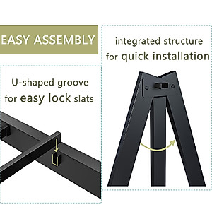 KERAMIK 14 Inch High Full Size Bed Frame No Box Spring Needed, Full Bed Frame Metal with Round Edge, Easy Assembly, Heavy Duty, Black