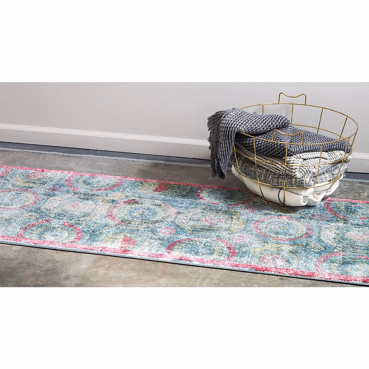 Unique Loom Baracoa Collection Area Rug - Coppelia (2' 2" x 6' 1" Runner, Turquoise/ Gold)