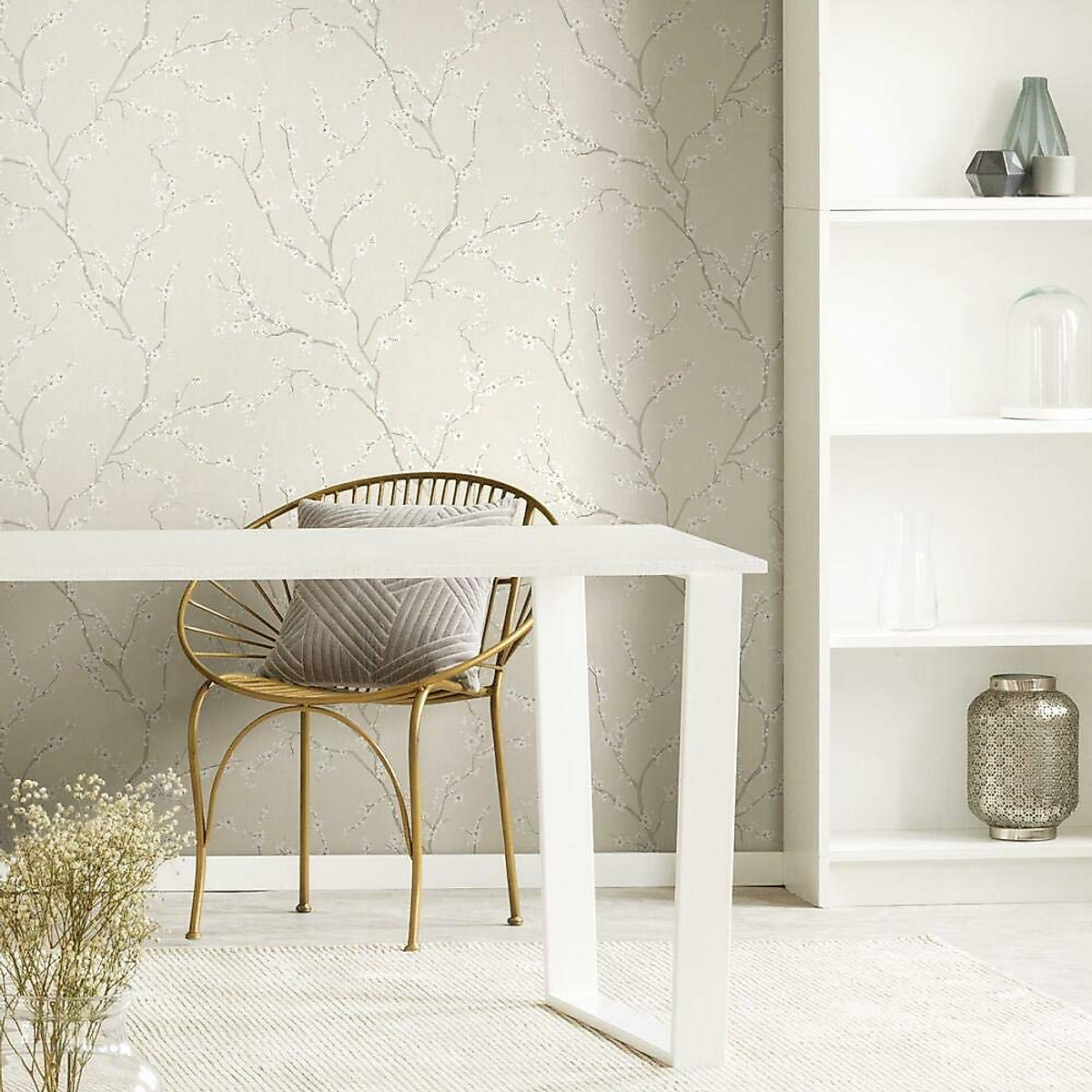 RoomMates RMK11271WP Pearl Cherry Blossom Peel and Stick Wallpaper