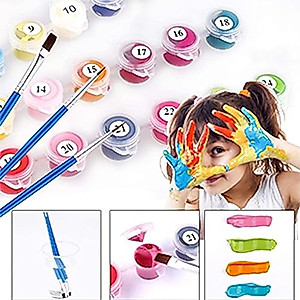 Tookeen Paint by Numbers Kits for Childrens and Adult Beginners - Color Painting DIY Craft Kits - 20x16 Inch Acrylic Oil Painting On Canvas- Painting Set for Boy, Girl, Colorful Dolphin