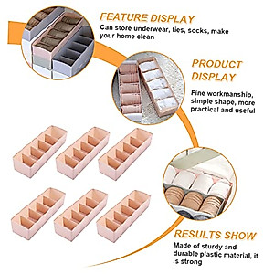 Housoutil 6pcs Storage Box Adjustable Vanity Stool Desktop Drawers Storage Box Plastic Socks Sock Drawer Organizer Scarf Compartment Underwear Box Sock Underwear Drawer Organizer Pink Grid