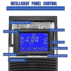 XPW Commercial 110V Ice Maker Machine - 450W 80-90LBS/24H with 40LBS Bin, Full Heavy Duty Stainless Steel Construction, Freestanding Automatic Clear Cube Ice Machine for Restaurant Home Bar
