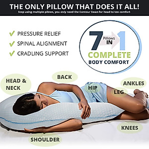 Contour Swan Body Pillow w/ Pillowcase & Mesh Laundry Bag