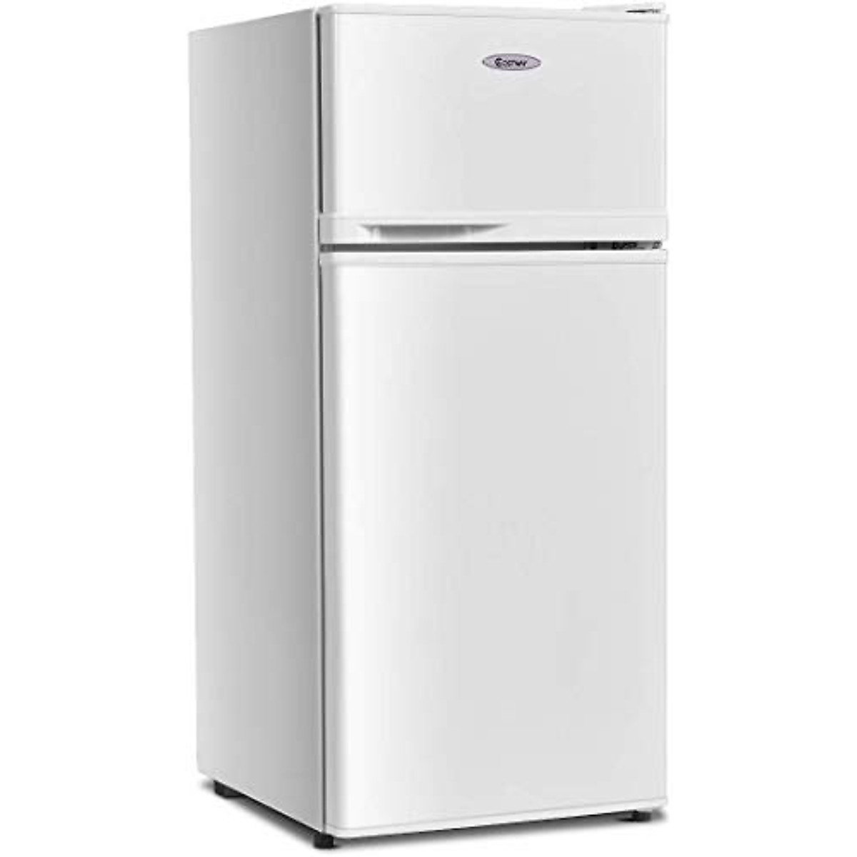 ReunionG, White 2-Door Compact Refrigerator, Counter Fridge with Large 3.4 cu. ft. Capacity, Freezer Unit with Removable Glass Shelves and Adjustable Legs for Kitchen, Dorm, Apartment and Office