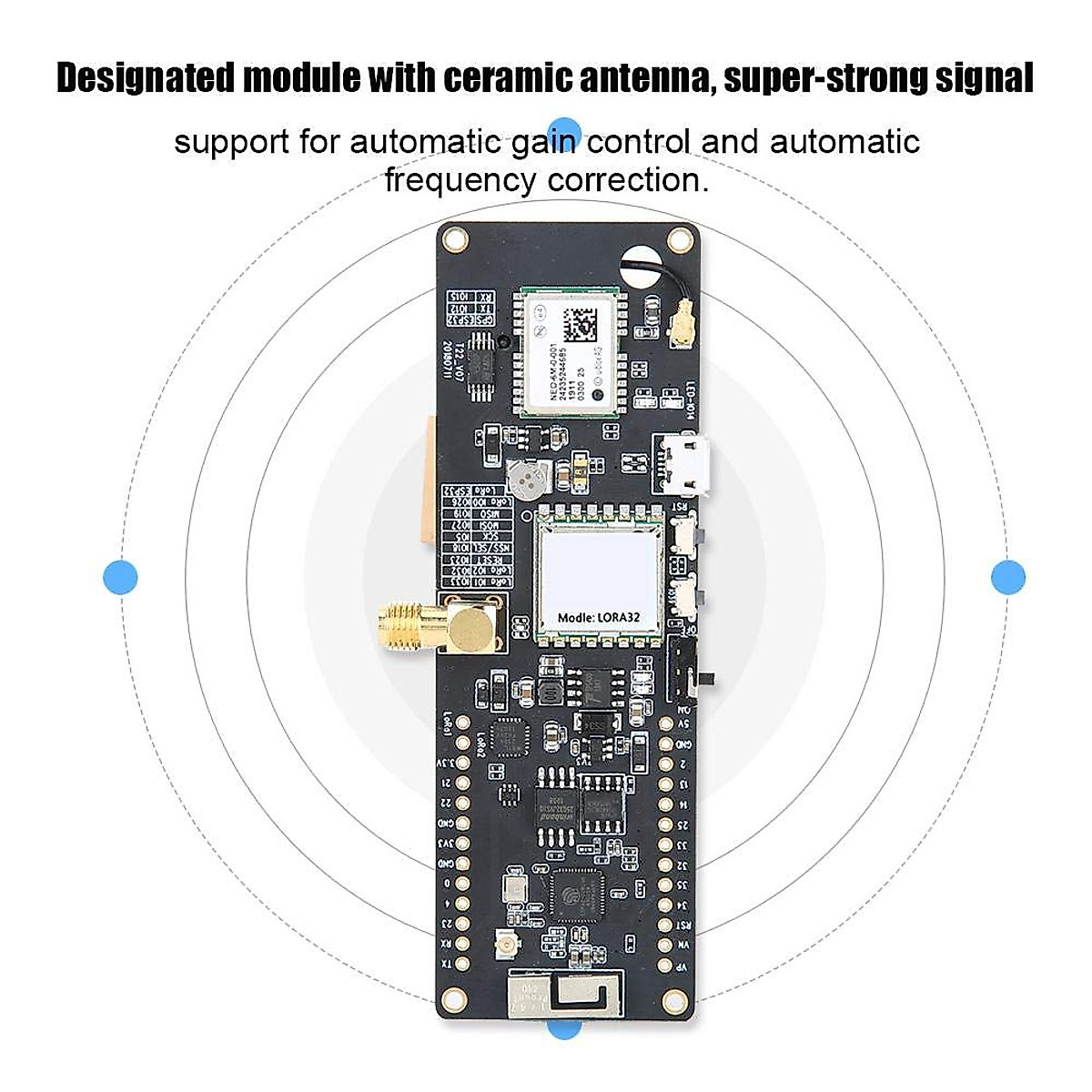ASHATA WiFi GPS Module Board with Battery Base, GPS Module NEO-6M WiFi Module with Digital RSSI Function, RF Wake-Up Function, for T-Beam ESP32 433Mhz Wireless REV1