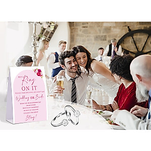 Pink Floral Don't say Bride or Wedding Game, Put a Ring on It Bridal Shower Game with 50 Fake Rings, Modern Bridal Shower Decorations, Wedding Shower or Bachelorette Party Supplies - 05