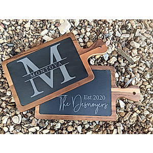 Personalized Acacia and Slate Cutting Board. 9 Engraving Options. 2 Sizes. Custom Wedding Gift For Couple, Newlyweds, Anniversary. Closing Gift. Realtor Gift. Engraved Slate/Acacia Cutting Board