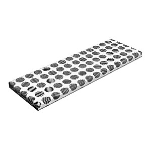 Ambesonne Black and White Bench Cushion, Abstract Classic Modern Style Geometry Pattern with Striped Rounds, Standard Size Foam Pad with Decorative Fabric Cover, 45" x 15" x 2", White and Black