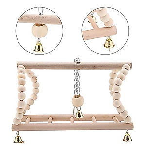 Bird Wooden Climbing Toys, Pet Parrot Toy Wooden Climbing Swing Ladder for Birds Hamster