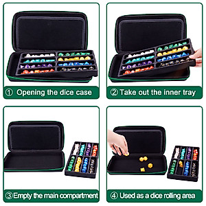 SIQUK Green EVA Dice Case with Detachable Tray and Handle for Dungeons & Dragons and Other RPG Games
