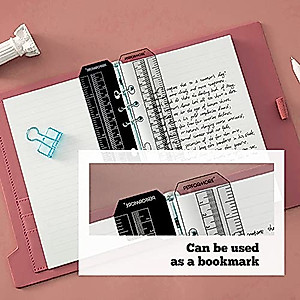 PERFORMORE 2 Pack of Snap-in 8” Bookmark Rulers, Black and Clear Plastic Page Marker Divider Pagefinder Measuring Today Ruler for A5 Size Binder Notebook Planner with Up to 7-Hole Ring Configuration