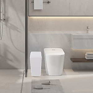 Begale 1-Pack 4.5 Gallon Plastic Swing Trash Can, Swing Lid Waste Can, White