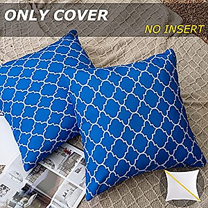 YASRKML 16 x16 inch Waterproof Outdoor Throw Pillow Covers Set of 2, Decorative Farmhouse Square Pillow Cushion Cases UV Protection, Modern Pillowcase for Patio Garden Balcony (Navy Blue)