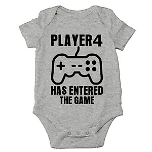 CBTwear Player 4 Has Entered The Game Baby Bodysuit - Boy Girl Cute Newborn Clothes Funny Infant Outfit (Newborn, Heather Grey)