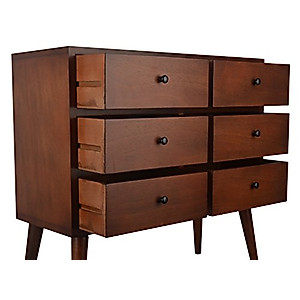 Decor Therapy Mid Century 6-Drawer Wood Accent Chest, Walnut