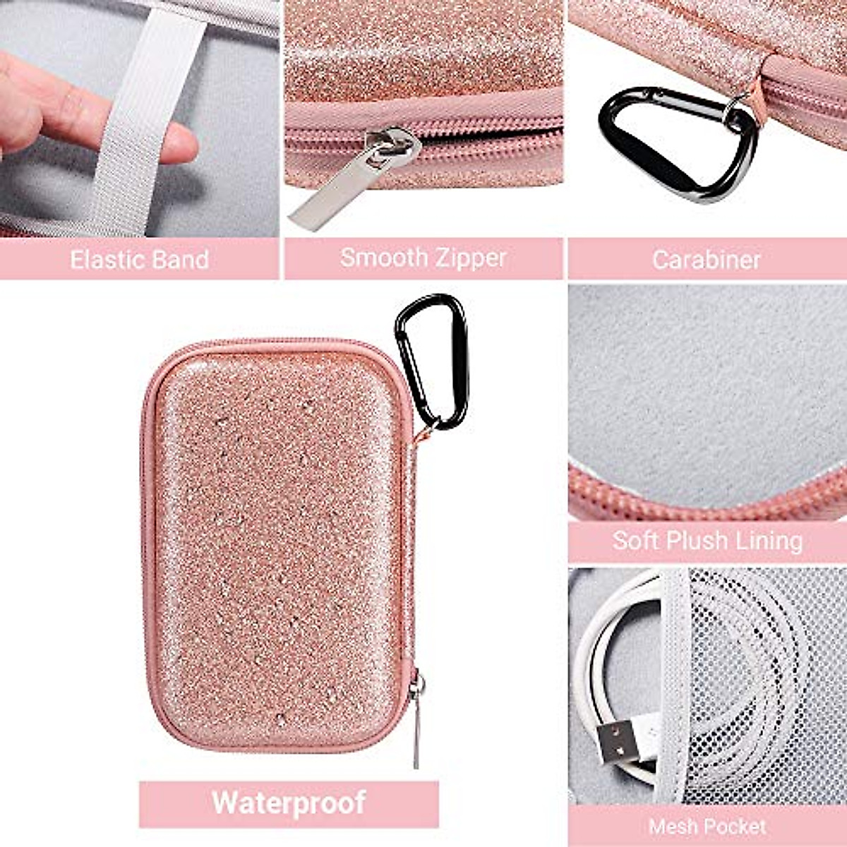 ULAK MP3 MP4 Player Case Bag Compatible with iPod Touch 7th/6th/5th Generation/Soulcker/Sandisk MP3 Player/G.G.Martinsen/Sony NW-A45 Fit for Earphones, USB Cable, Memory Cards, Glitter
