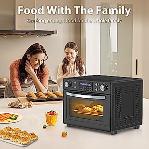 LifePlus Toaster Oven, 12-In-1 Convection Oven Countertop with Stainless Steel, 1700W Air Fryer Combo for Pizza Bread Grill, etc. 8 Gallon Capacity, Includes 6 Accessories
