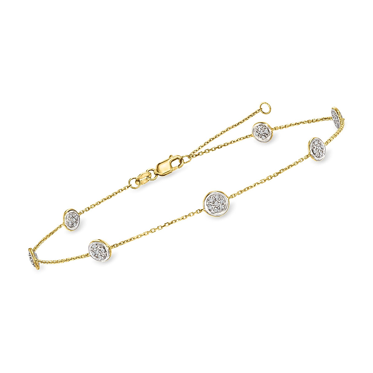 Ross-Simons 0.25 ct. t.w. Pave Diamond Station Anklet in 14kt Gold
