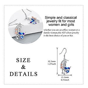 Mermaid Earrings Jewelry Gifts Sterling Silver Sea Mermaid Crescent Moon and Star Dangle Earrings with Flower Birthday Gifts for Daughter Women (Ocean earrings-mermaid)