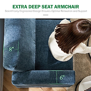 ABCASA 38.5 Oversized Accent Chair with Storage Blue Chenille, Single Modern Accent Sofa Chair with Arms for Apartment Living Room (21" Deep Seat)