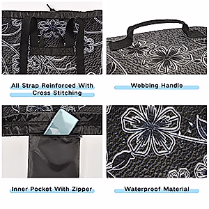 Floral Laundry Bag Backpack Large Oxford Cloth 14.5''x29.3'' Rips & Tears Resistant Dirty Clothes Storage Bag for Students Dorm Room Clothes Hamper Camping Backpack