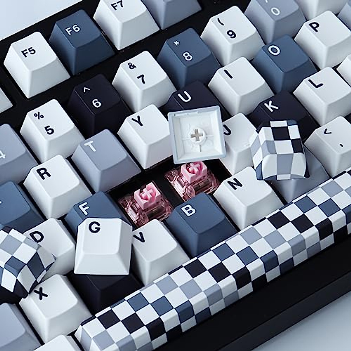 TYRIXKI PBT Keycaps 134 Keys Mosaic Custom Keycaps Dye-Sublimation Set with 7U Spacebar Cherry Profile for US Layout Cherry MX Swithes Mechanical Keyboards